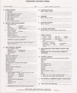 PEDIATRIC HISTORY FORM – Taking Time To Care